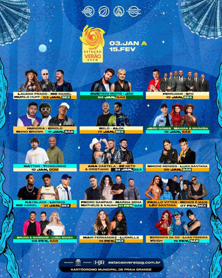 Estação Verão Show 2025 Praia Grande: Confira a Programação Completa do ...